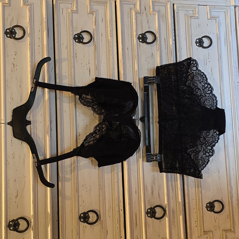 Nwot Panache Black Lace Lingerie Set - Gem